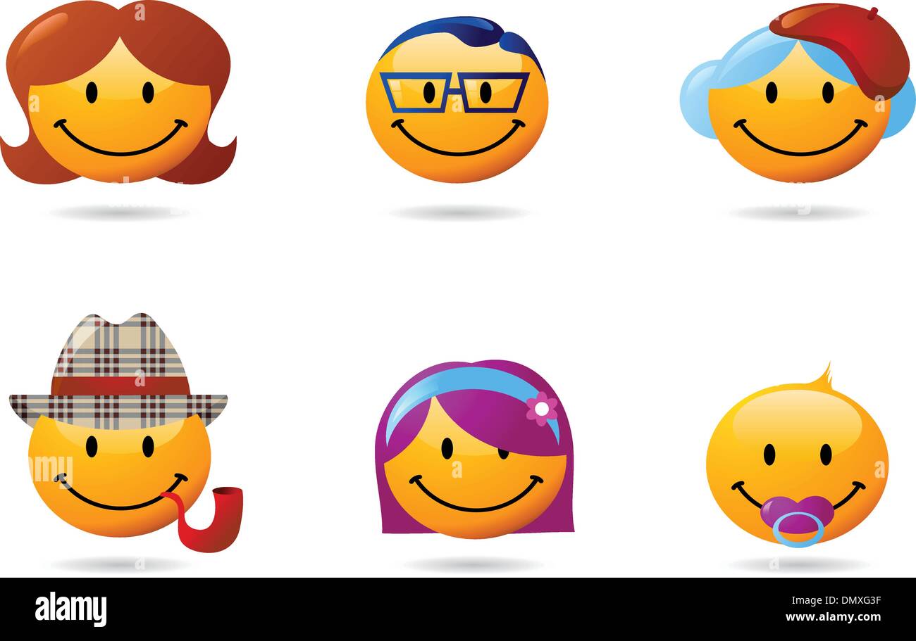 Sammlung von original niedlichen smileys Stock-Vektorgrafik - Alamy
