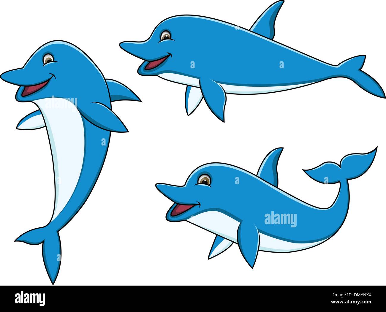 Delphin-Cartoon-Sammlung Vektor Abbildung - Bild: 64534146 - Alamy
