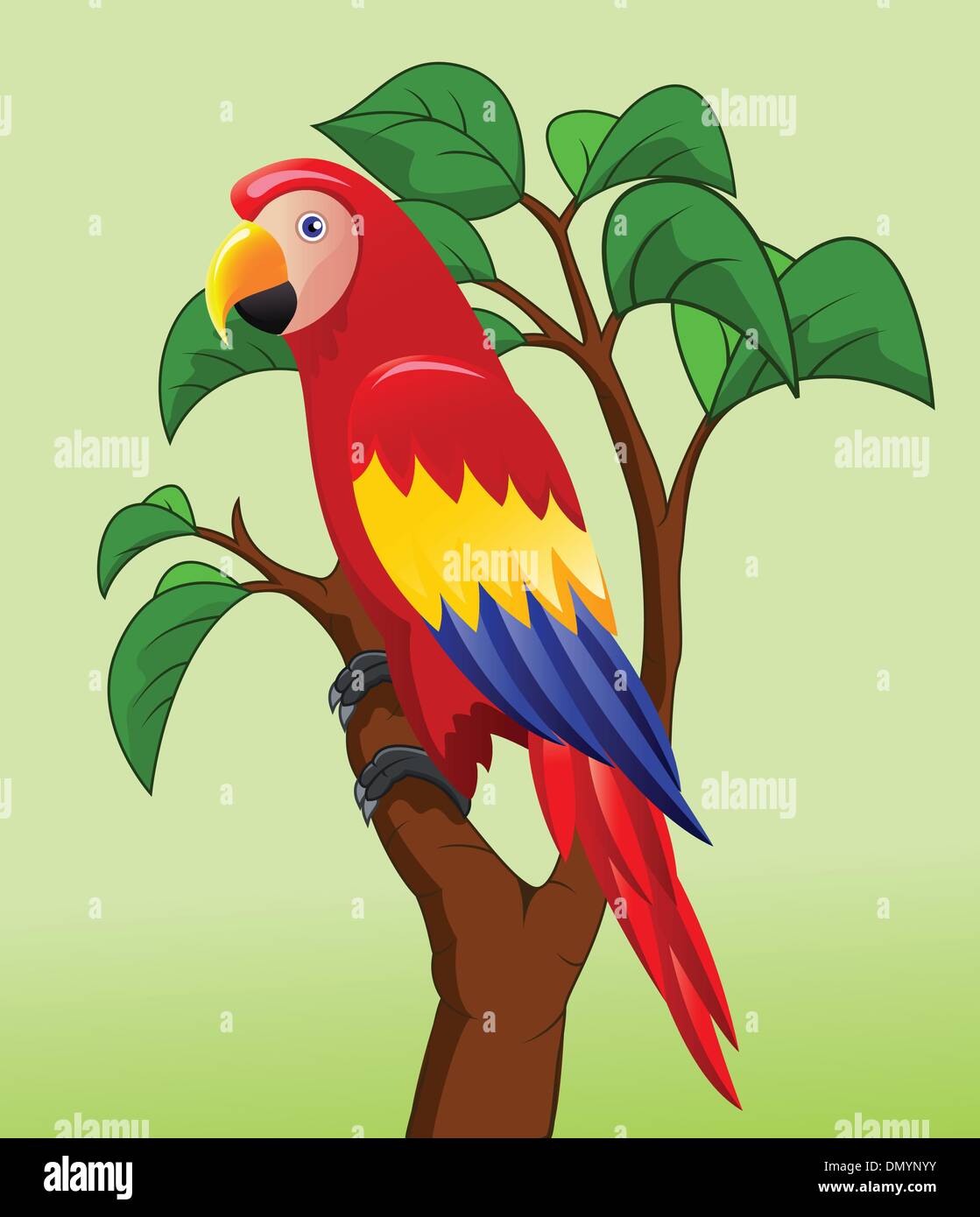 Cartoon parrot character pointing wing Stock-Vektorgrafiken kaufen - Alamy