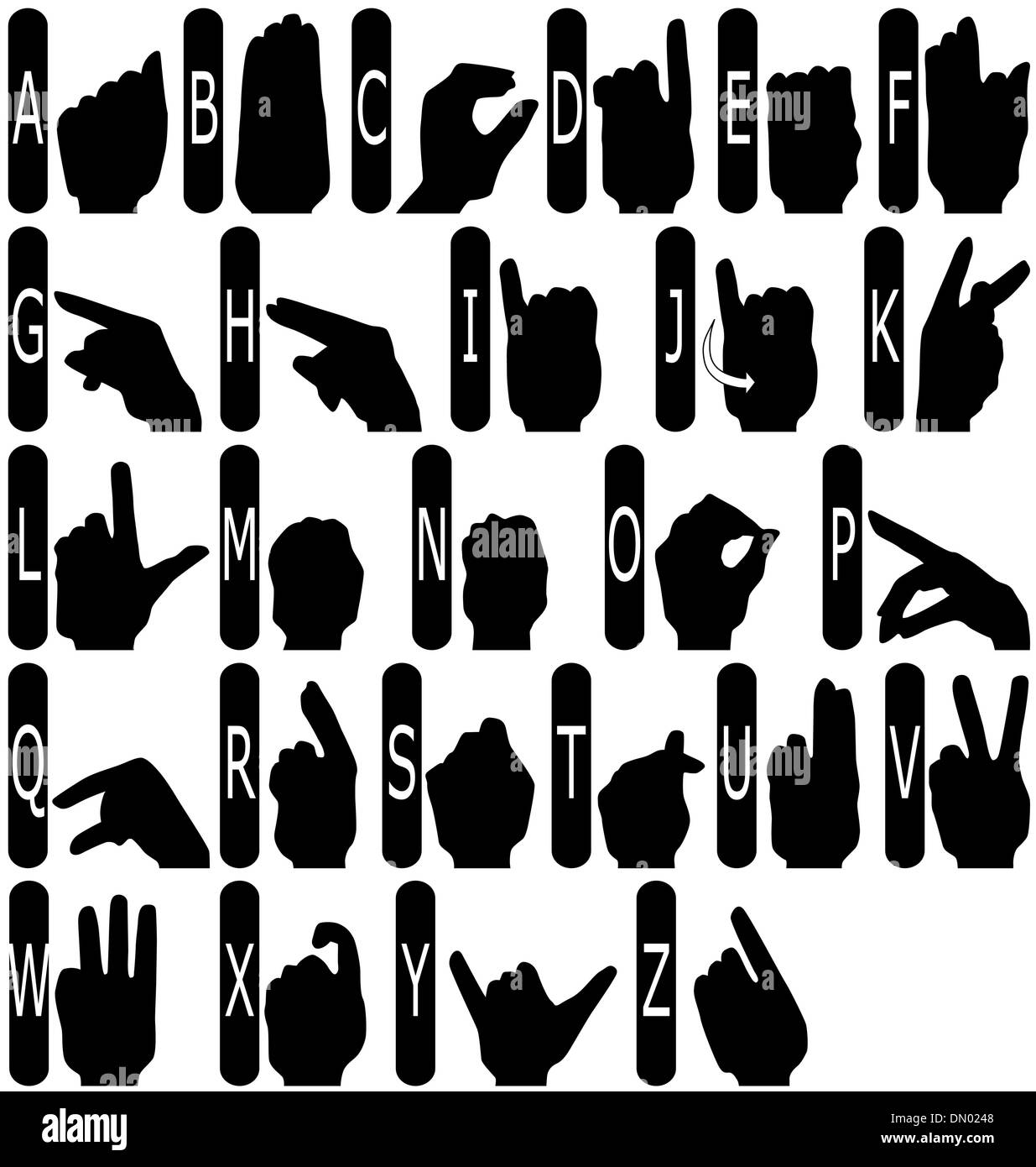 Hand sign language alphabet deaf Stock-Vektorgrafiken kaufen - Alamy