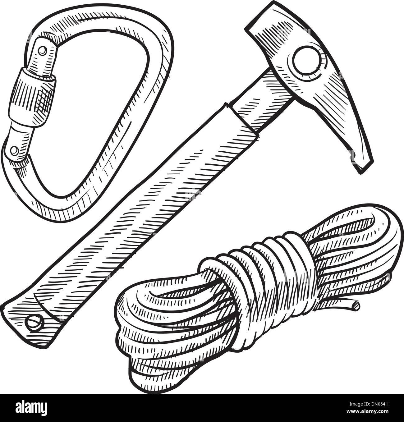 Mountain climbing gear sketch -Fotos und -Bildmaterial in hoher ...
