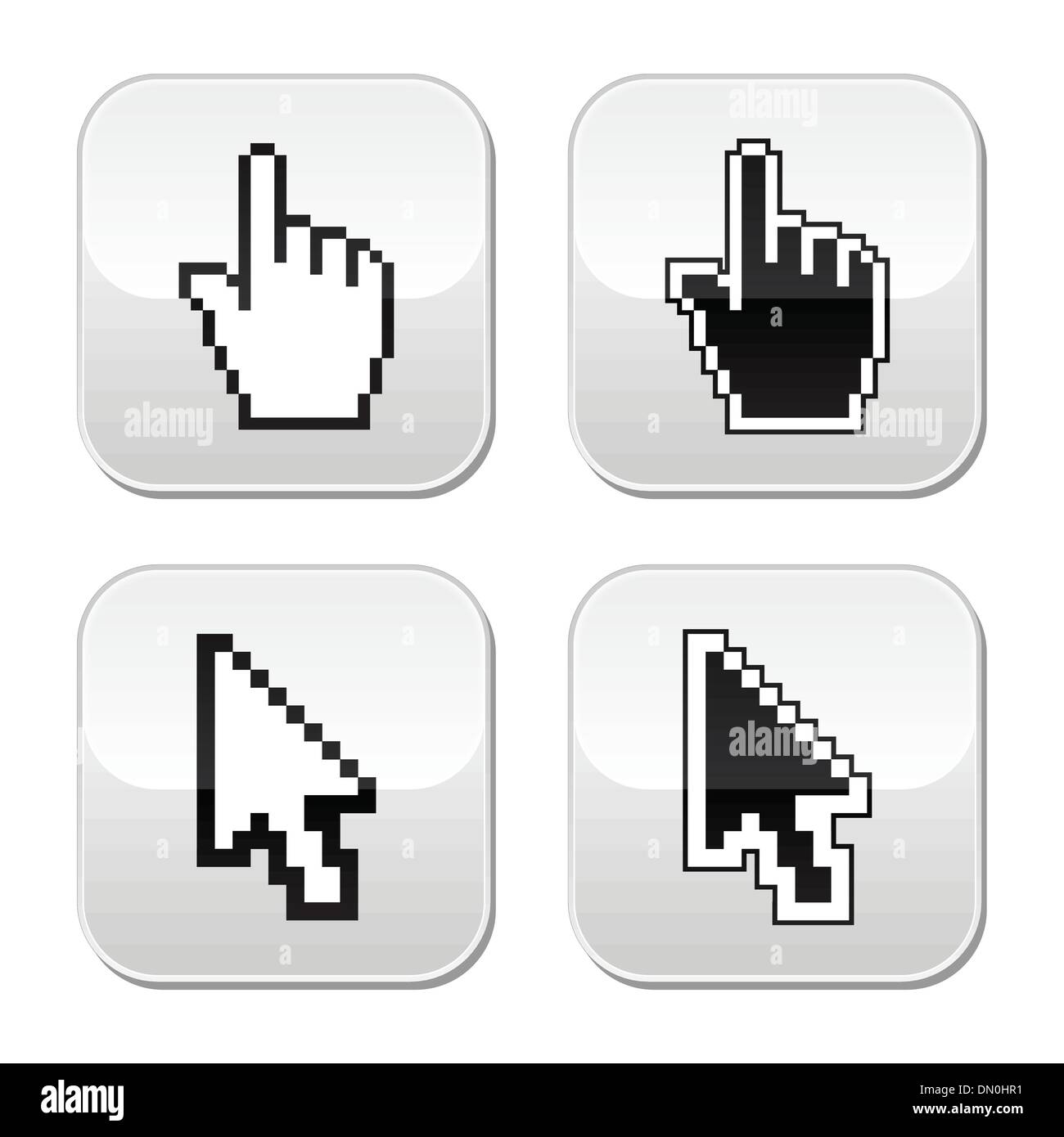 Pixel Cursor Tasten-Hand und Pfeil-Symbole Stock-Vektorgrafik - Alamy