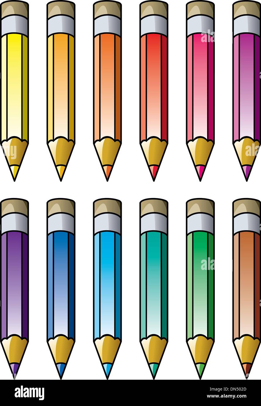 Vektor-Cliparts bunte Bleistifte Stock-Vektorgrafik - Alamy