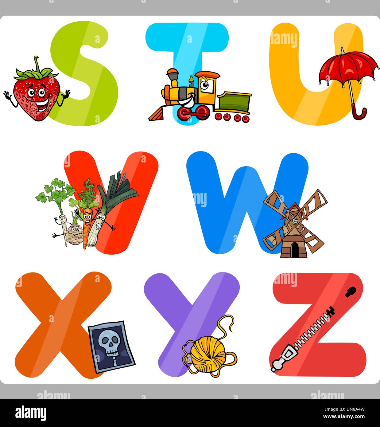 Education cartoon alphabet letters kids Stock-Vektorgrafiken kaufen - Alamy