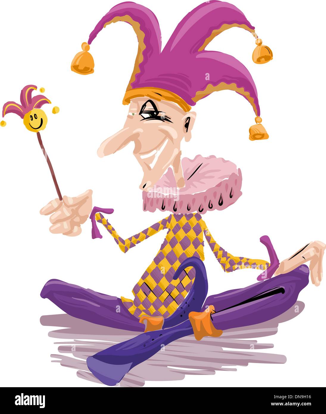 Hofnarr oder Joker Cartoon-illustration Stock-Vektorgrafik - Alamy