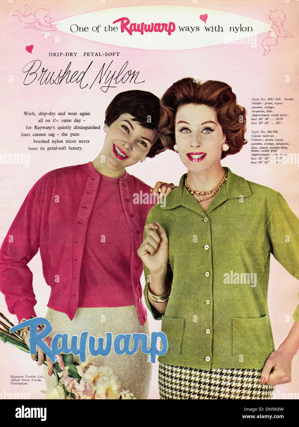 1950er Jahre Werbung. Vintage original Frauen Mode Magazin Werbung für ...