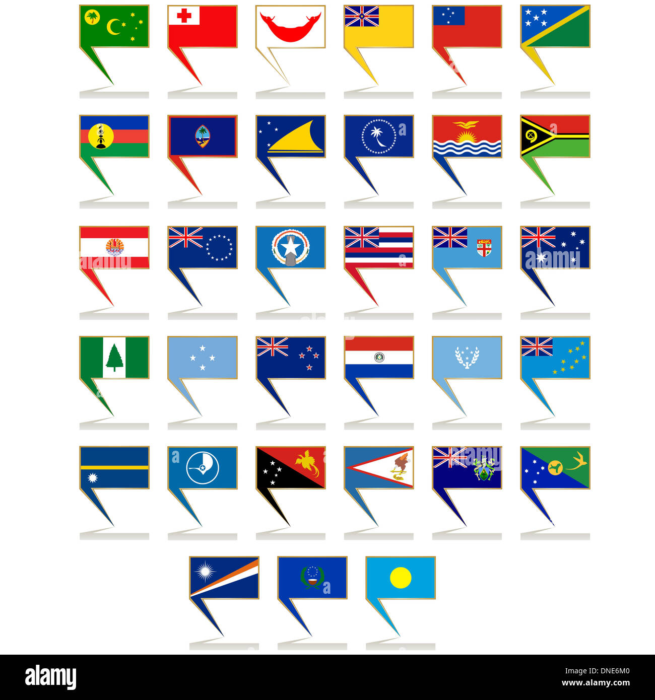 Abstrakte Symbole Zeichen Darstellung Flaggen verschiedener Länder. Die ...