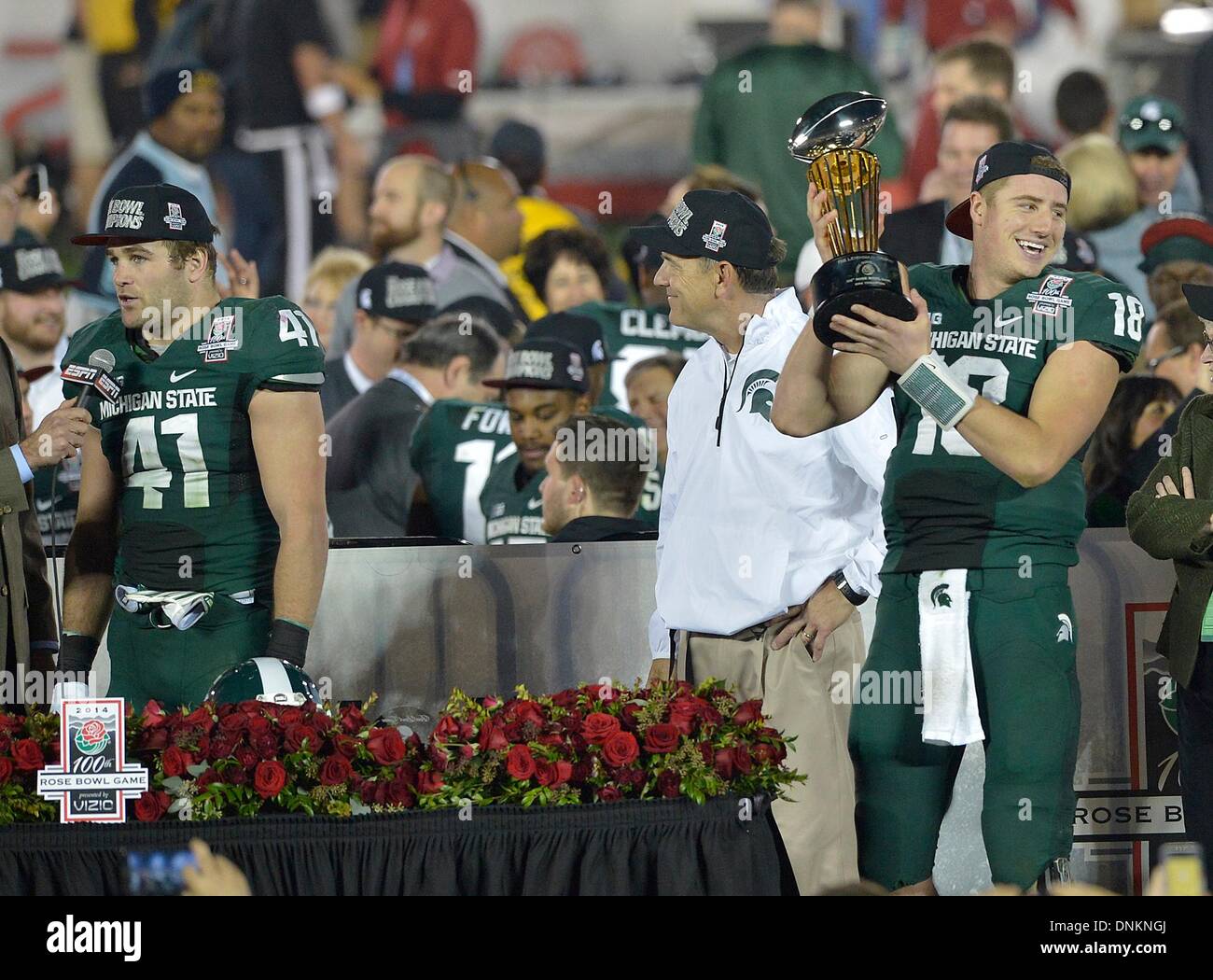 Pasadena, Kalifornien, USA. 1. Januar 2014. Michigan State quarterback ...