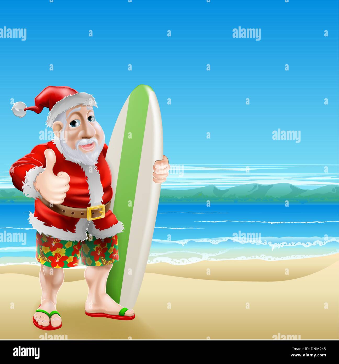 Weihnachtsmann am strand Stock-Vektorgrafiken kaufen - Alamy