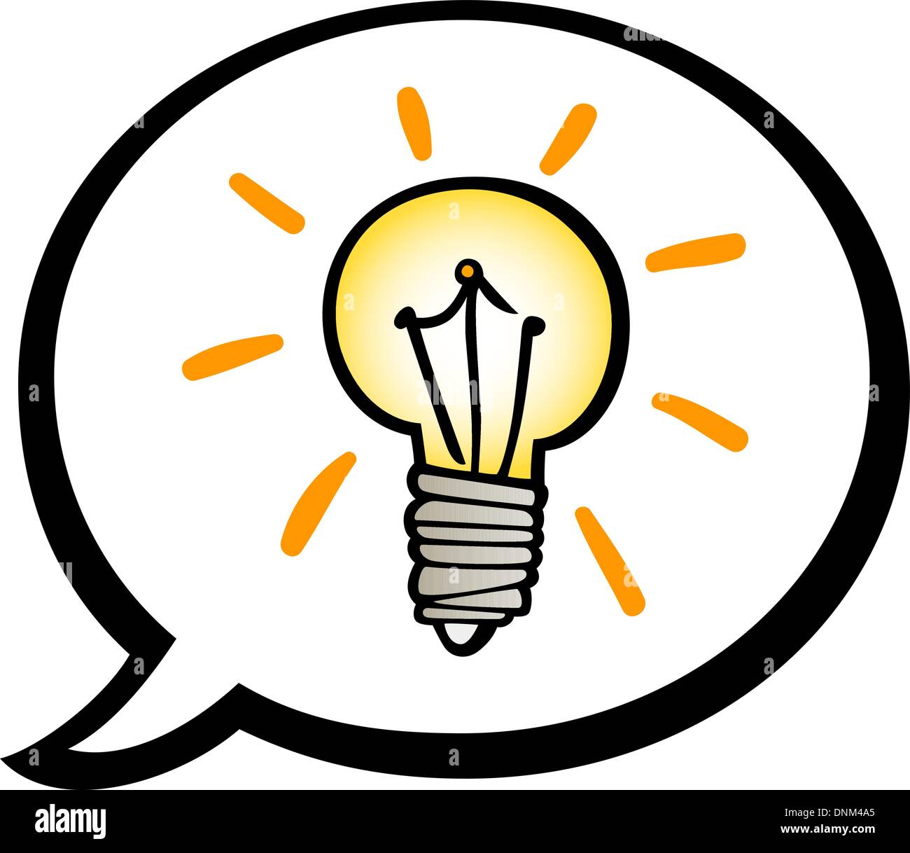 Cartoon-Illustration der Idee Birne in Comic-Sprechblase ClipArt Stock ...