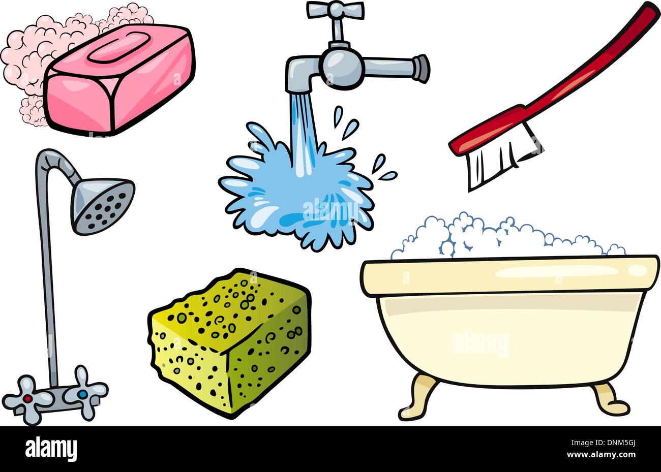 Cartoon-Illustration von Hygiene und Reinigung Objekten Clip Art Set ...