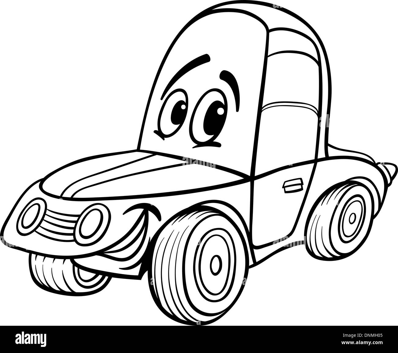 Schwarz / Weiß Cartoon Illustration lustig Racing Car Fahrzeug Comic ...