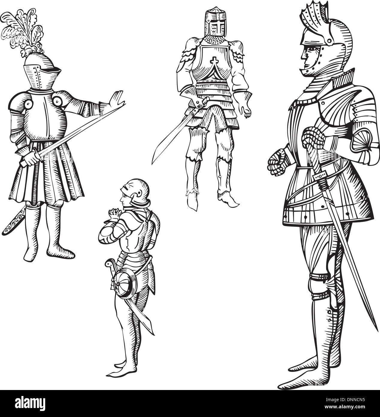 Set medieval knights helmet illustration Stock-Vektorgrafiken kaufen - Alamy