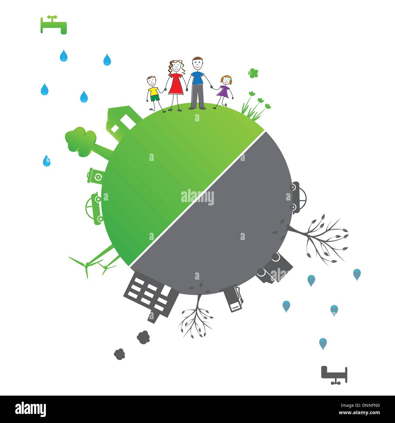 Schützen Sie die Erde: Umwelt-Symbole auf der Erde sauber oder ...