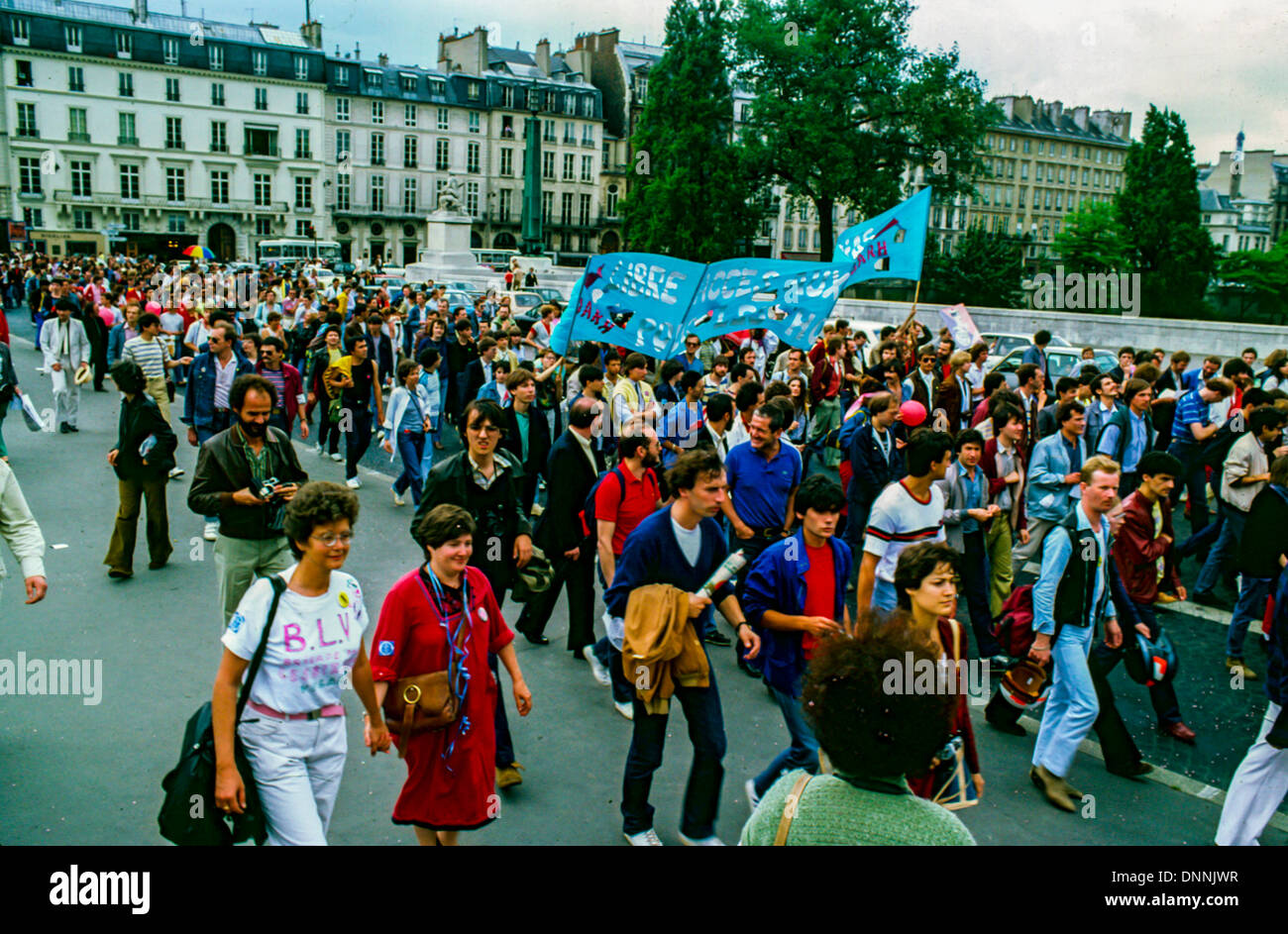 Paris, Frankreich, französischer LGBT-Schwulenmarsch in den 1980er ...