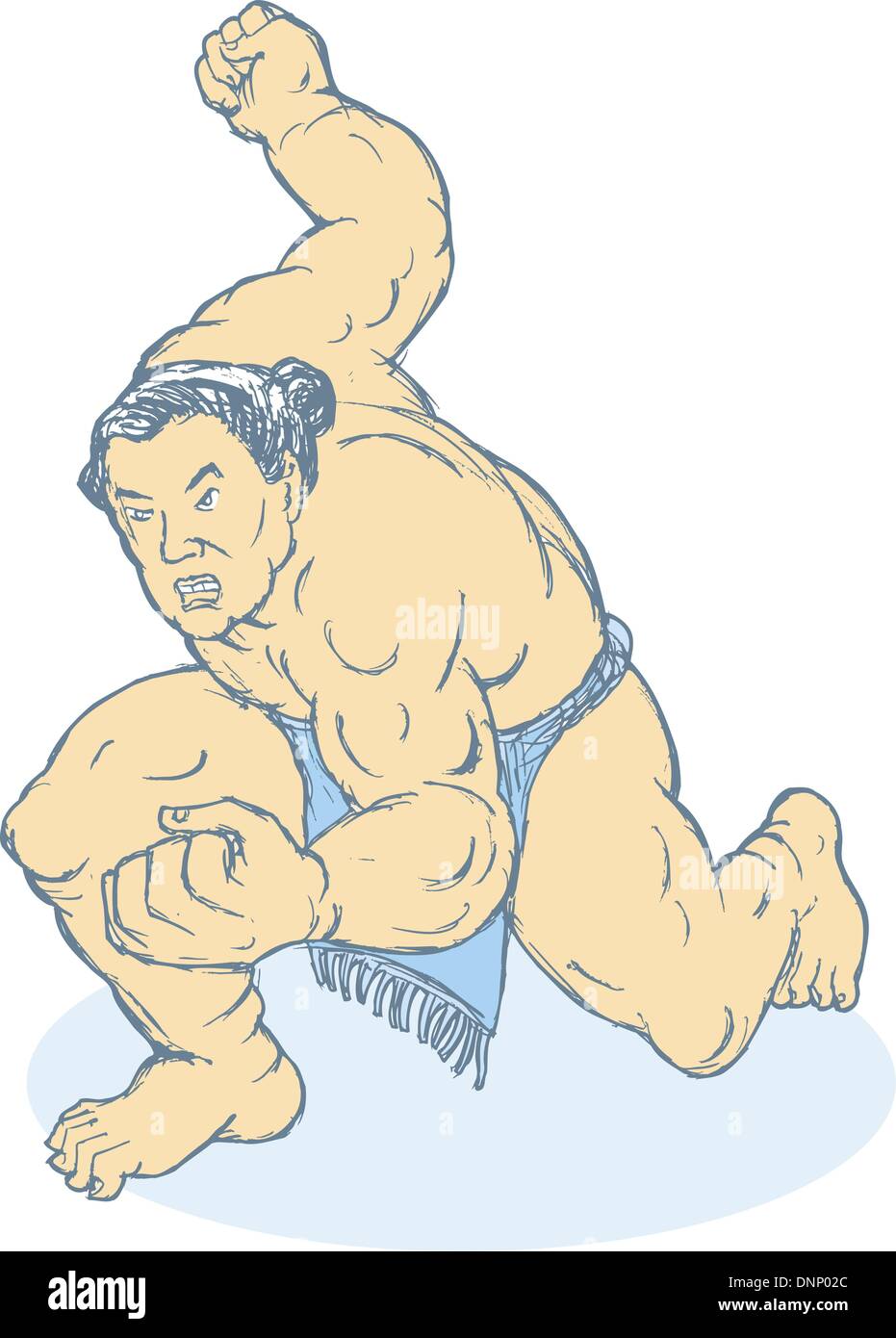 Abbildung von einem japanischen Sumo-Ringer bei der Bekämpfung der ...