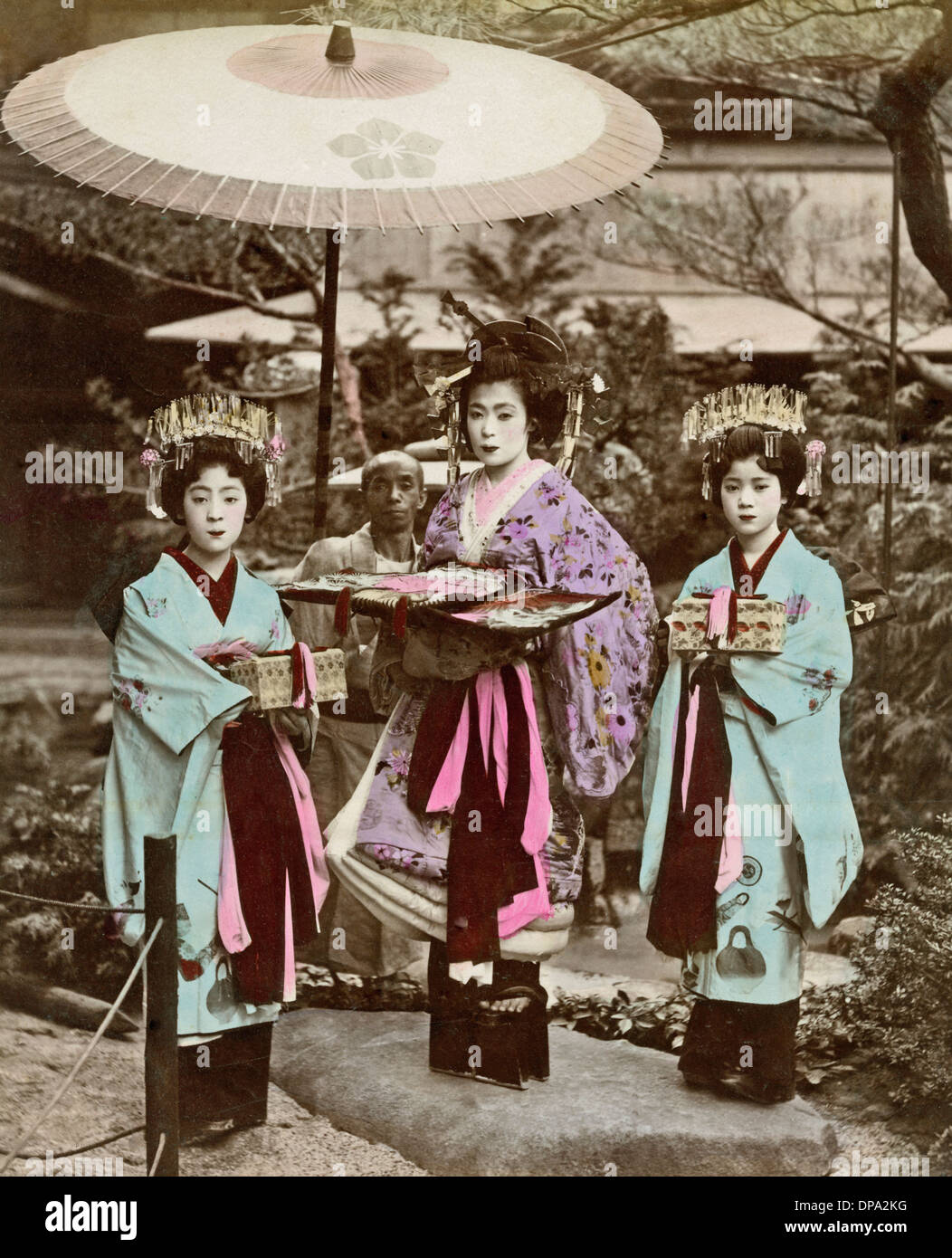 Kurtisane Oiran Japan: A Rare Woodblock Print Showing The Oiran