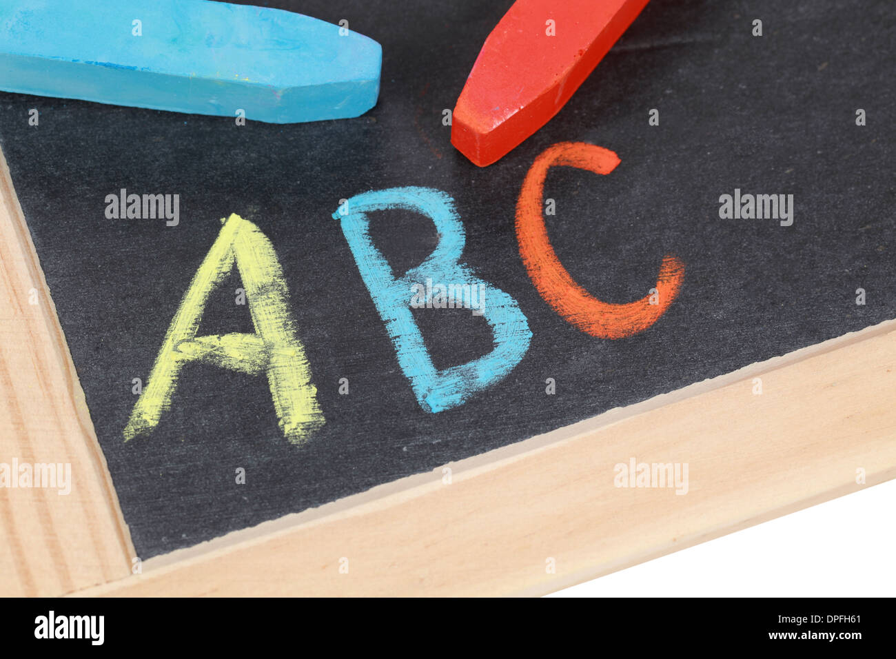 Die Buchstaben ABC auf einer Tafel an einer Grundschule Stockfotografie ...