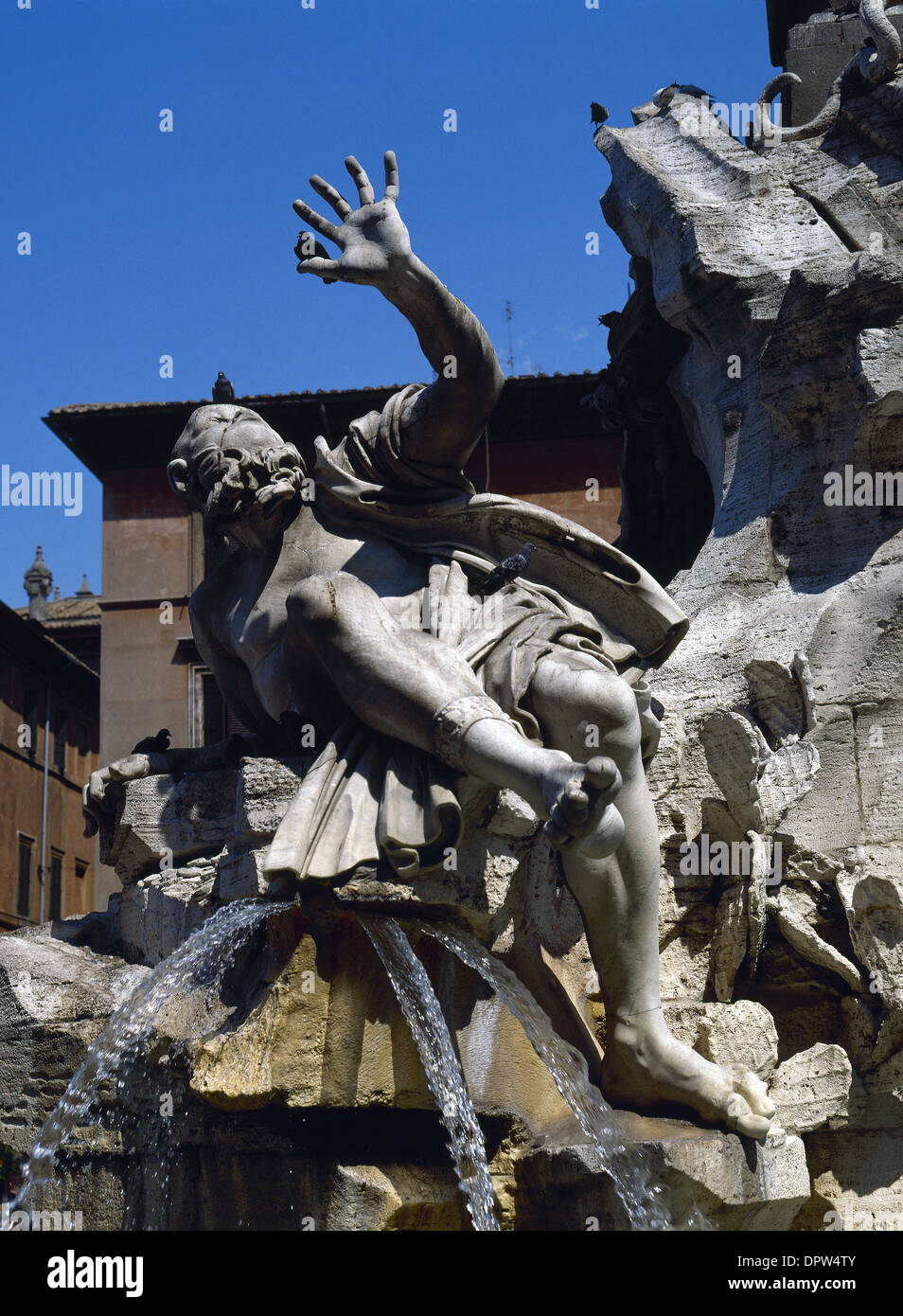 Italien. Rom. Brunnen der vier Flüsse, 1651, von Gian Lorenzo Bernini ...