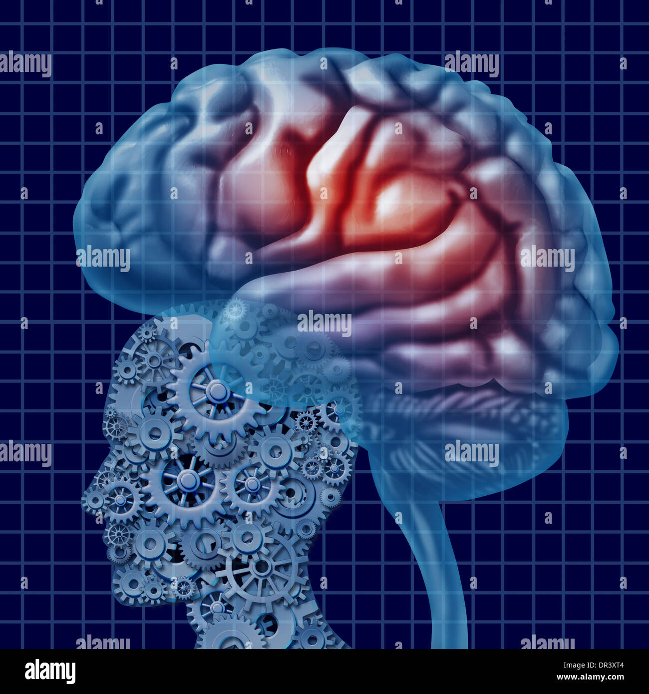 Gehirn-Intelligenz-Technologie als eine psychische Gesundheit-Konzept ...