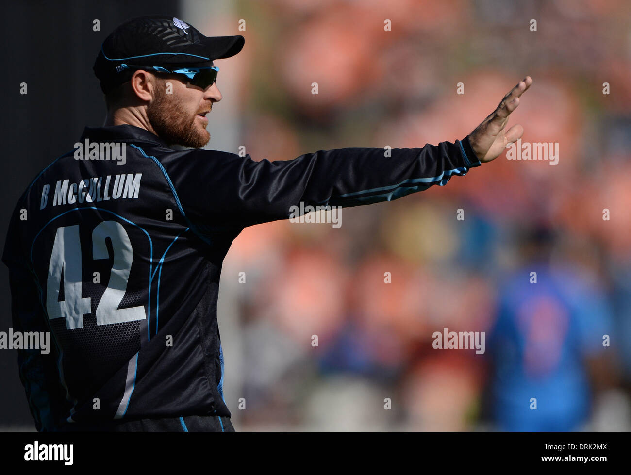 Hamilton, Neuseeland. 28. Januar 2014. Kapitän Brendon McCullum in ...