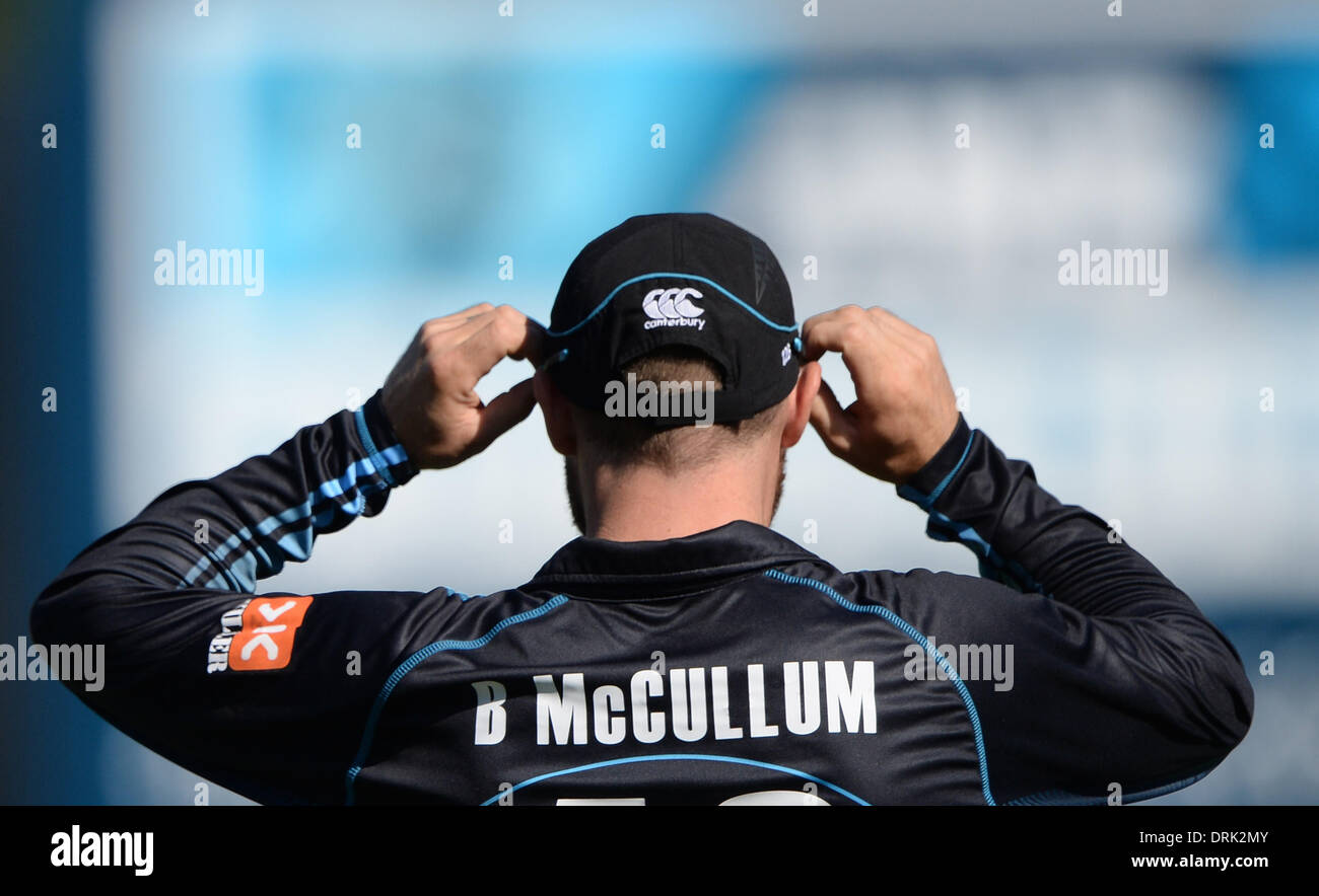 Hamilton, Neuseeland. 28. Januar 2014. Kapitän Brendon McCullum in ...
