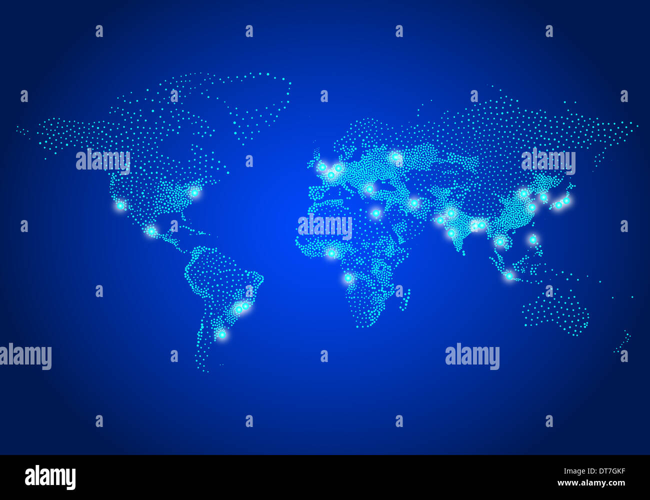 Weltkarte mit großen Städten und Bevölkerungsdichte (Karte Quelle NASA ...