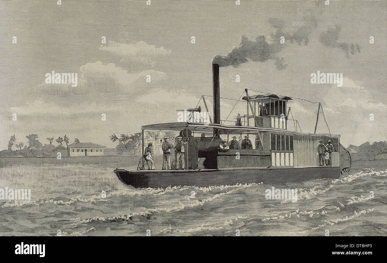 Portugiesische Kanonenboot unter dem Kommando von Major Serpa Pinto, an ...