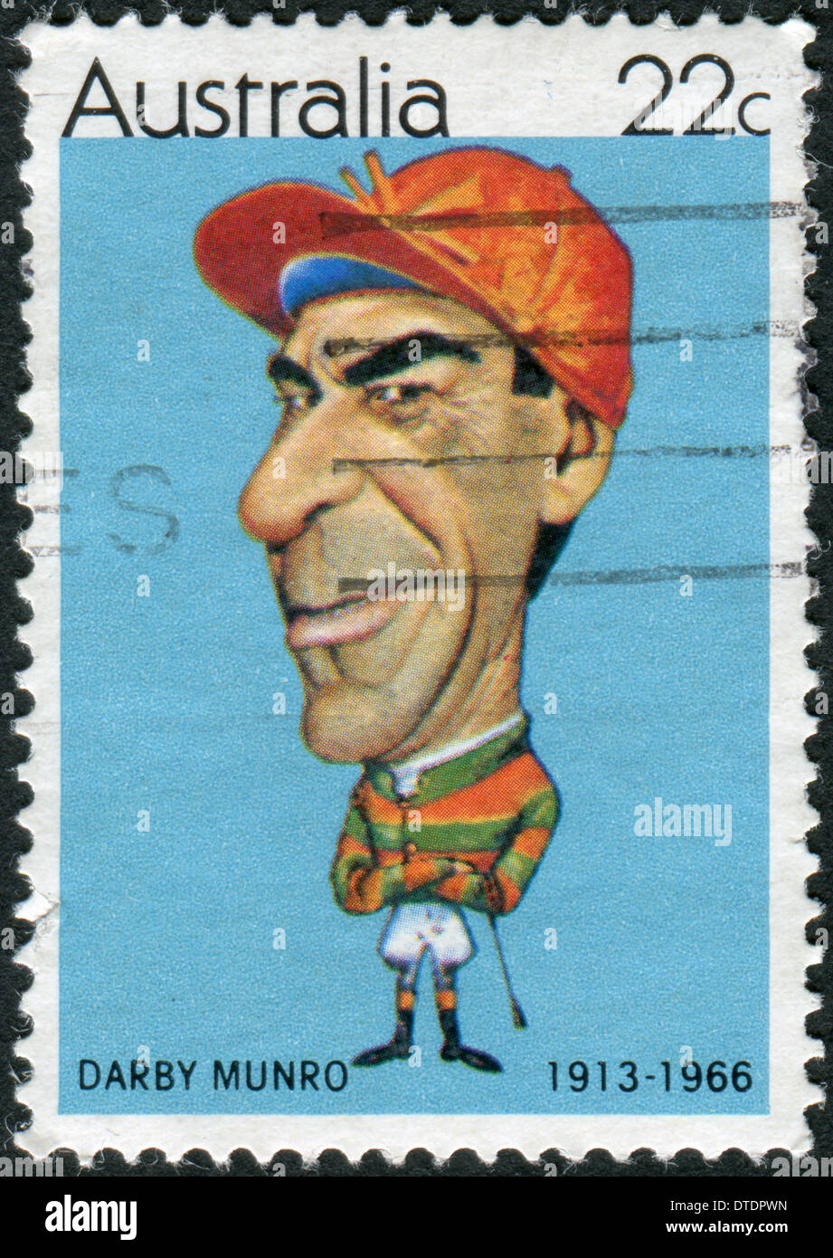 Briefmarke gedruckt in Australien zeigt australische Sportler ...