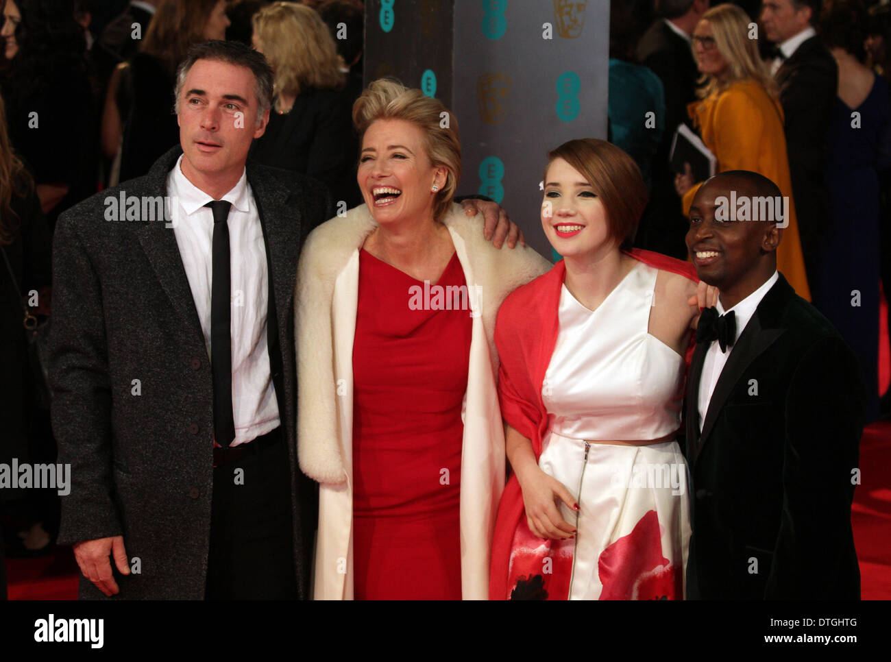 London, UK. 16. Februar 2014. Emma Thompson mit Mann Greg Wise und ...