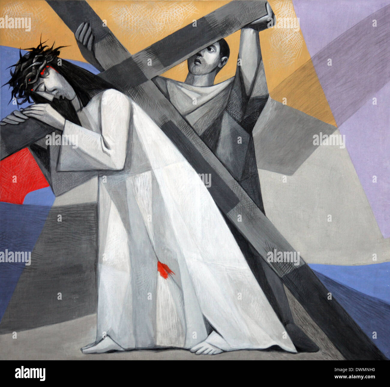 5. den Kreuzweg, Simon von Cyrene trägt das Kreuz, Kirche der Heiligen Dreifaltigkeit ...