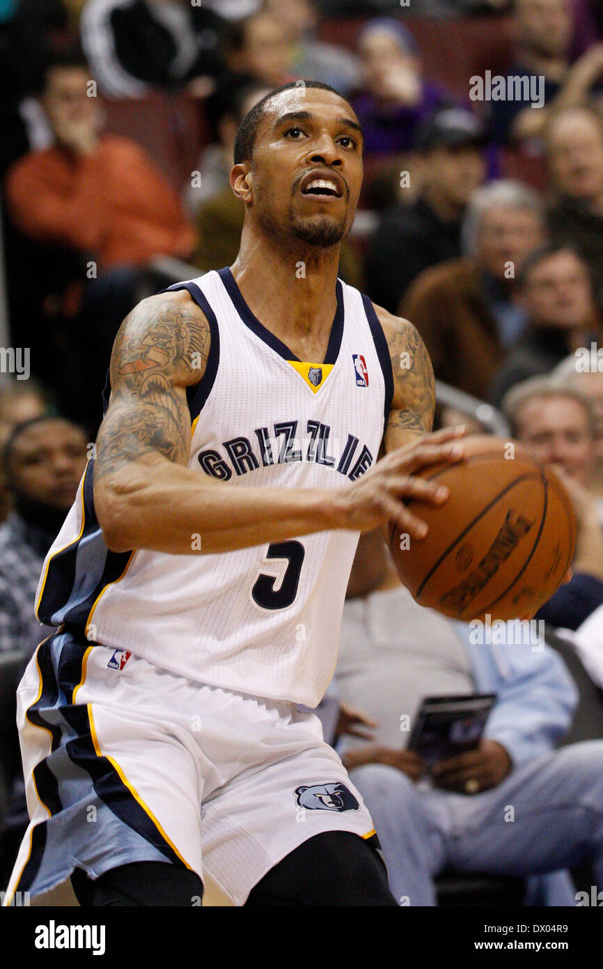 Philadelphia, Pennsylvania, USA. 15. März 2014. Memphis Grizzlies Guard ...