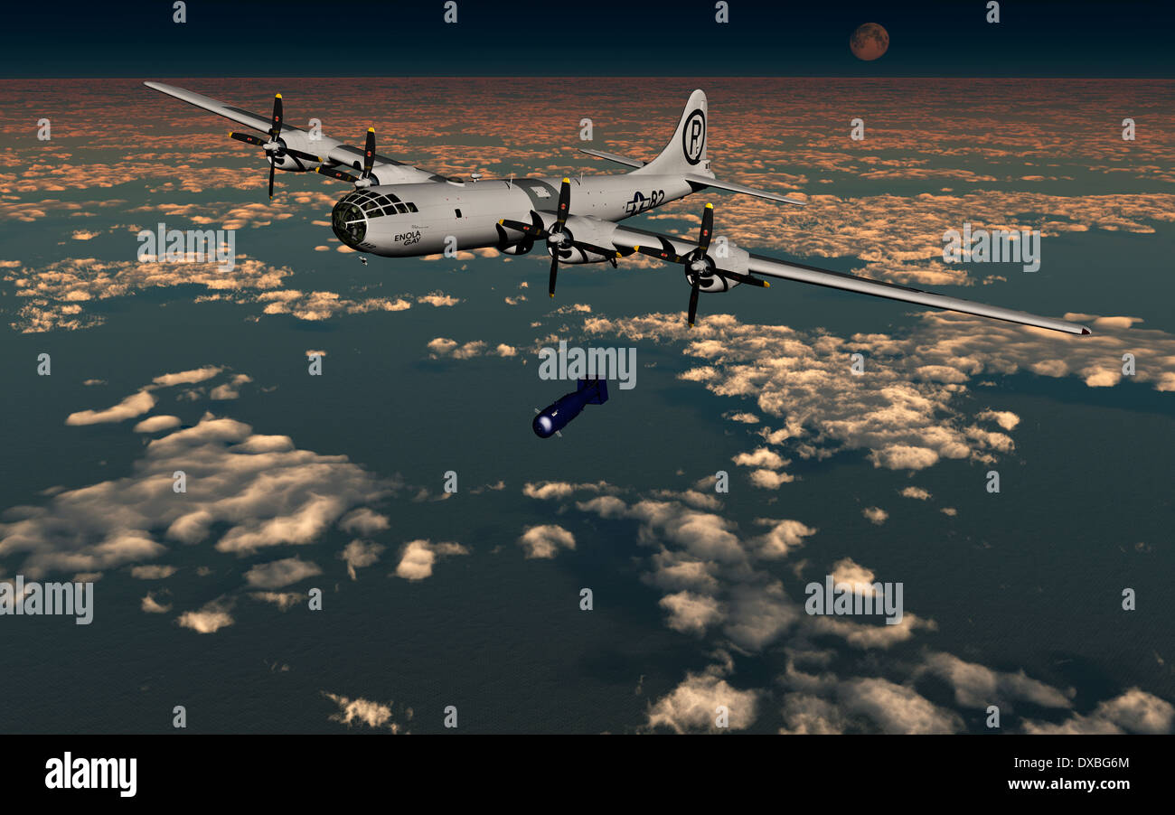 Die "Enola Gay" b-29 Superfortress Bomber, fallen die Atombombe "Little ...