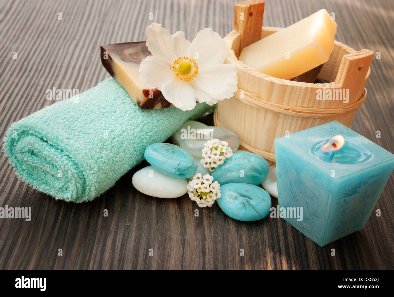 Beauty-Spa-Produkte. Wellness-Massage-Behandlung-Produkte Stockfoto ...