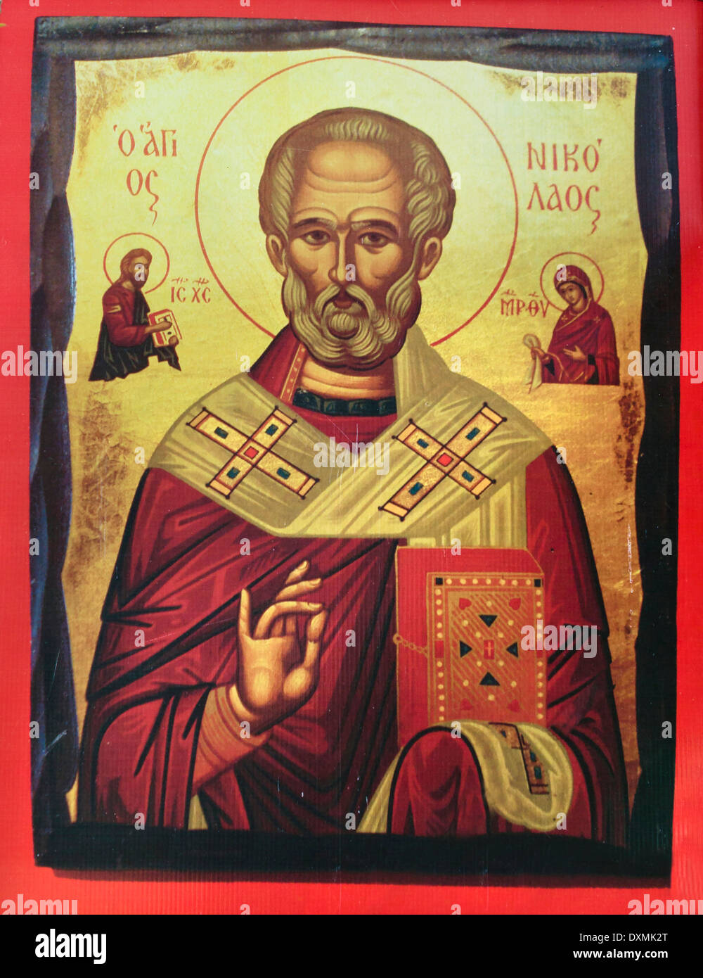 Bild des Heiligen Nikolaus vor einem Geschäft auf die Ruinen von Myra ...