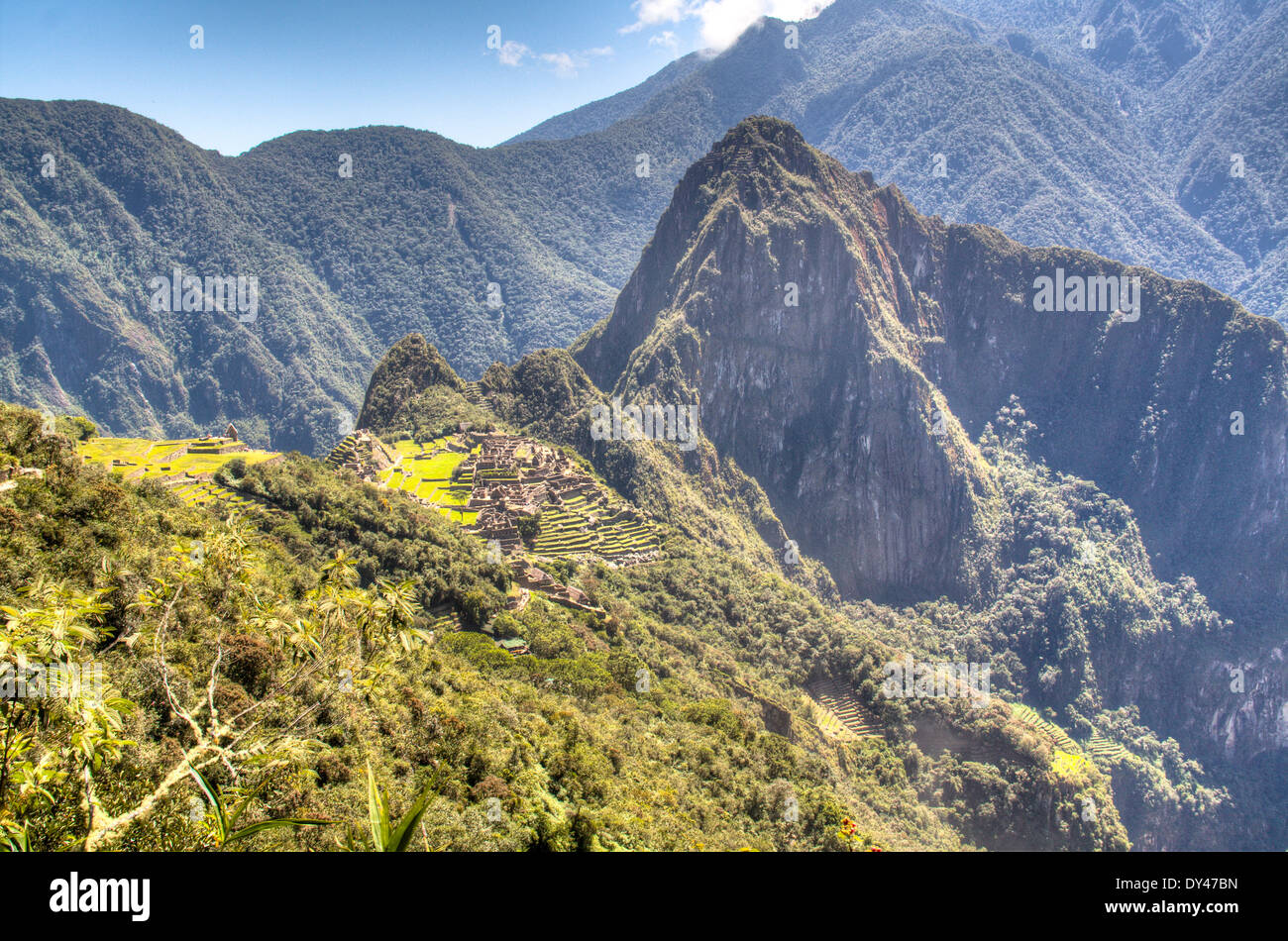 Blick aus dem Sonnentor auf Machu Picchu, Peru Stockfotografie - Alamy