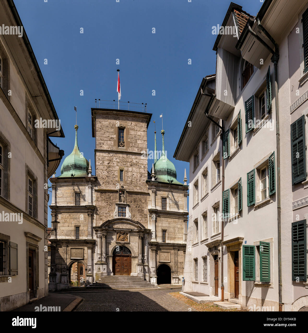 Rathausgasse, Stadt, Dorf, Sommer, Solothurn, Schweiz, Europa, Häuser ...