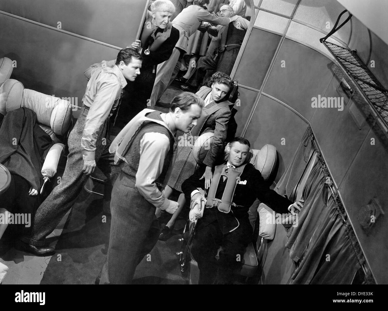 Joel McCrea, George Sanders, Laraine Day, Herbert Marshall, am Set des ...