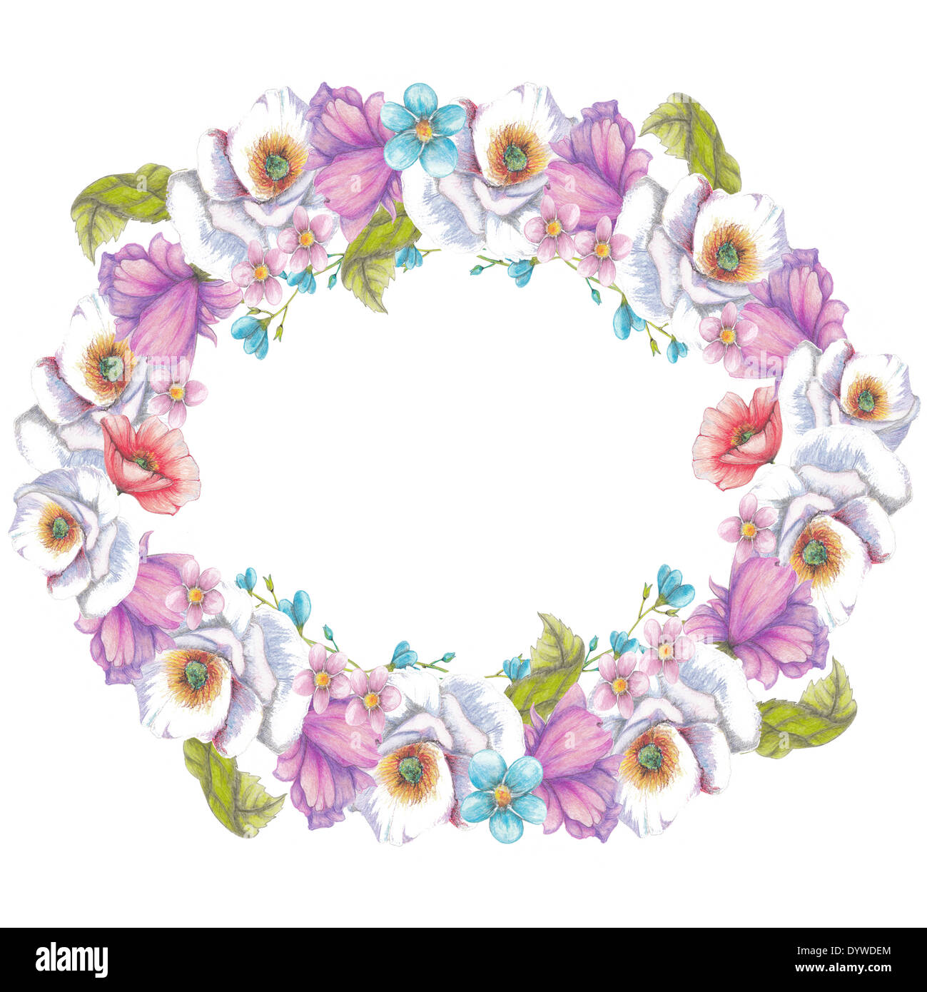 Aquarell blumen rahmen Stockfotos und -bilder Kaufen - Alamy