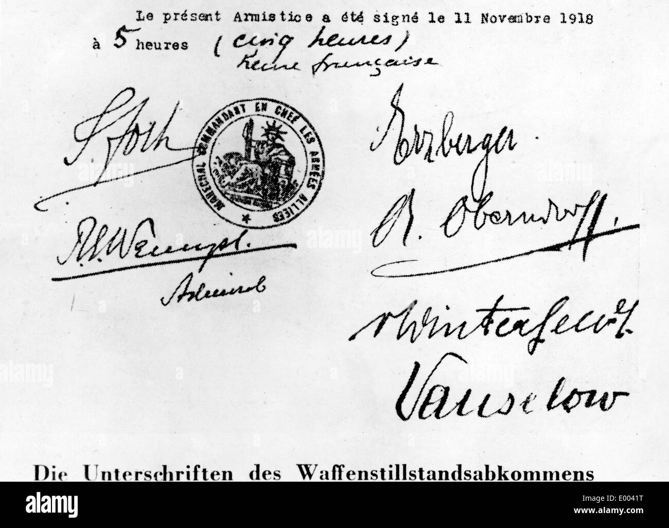 Waffenstillstand Compiegne Stockfotos und -bilder Kaufen - Alamy