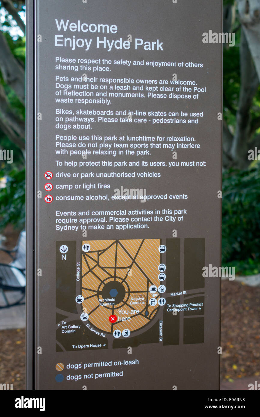 Park rules sign -Fotos und -Bildmaterial in hoher Auflösung – Alamy