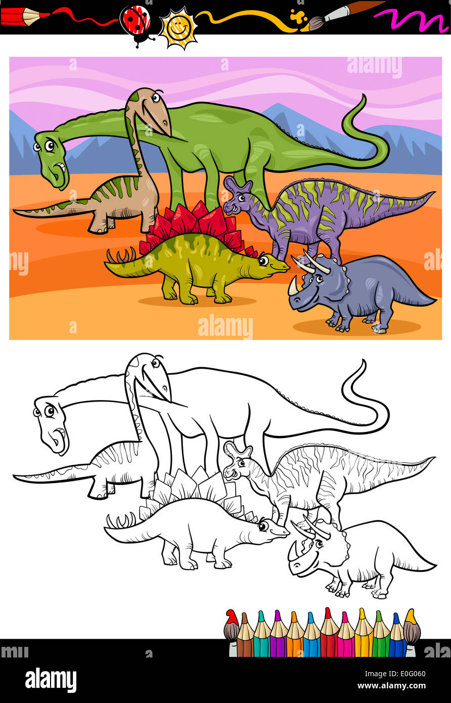 Coloring Book oder Seite Cartoon Illustration von Farbe und schwarz ...