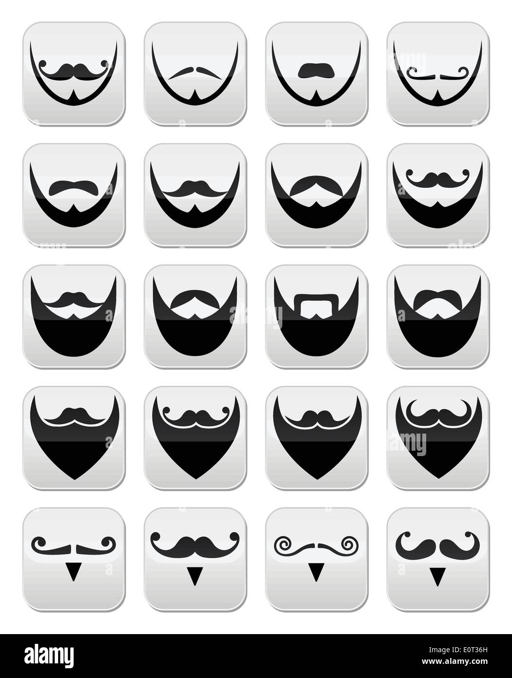 Bart mit Bart oder Schnurrbart Vektor-Icons set Stock-Vektorgrafik - Alamy