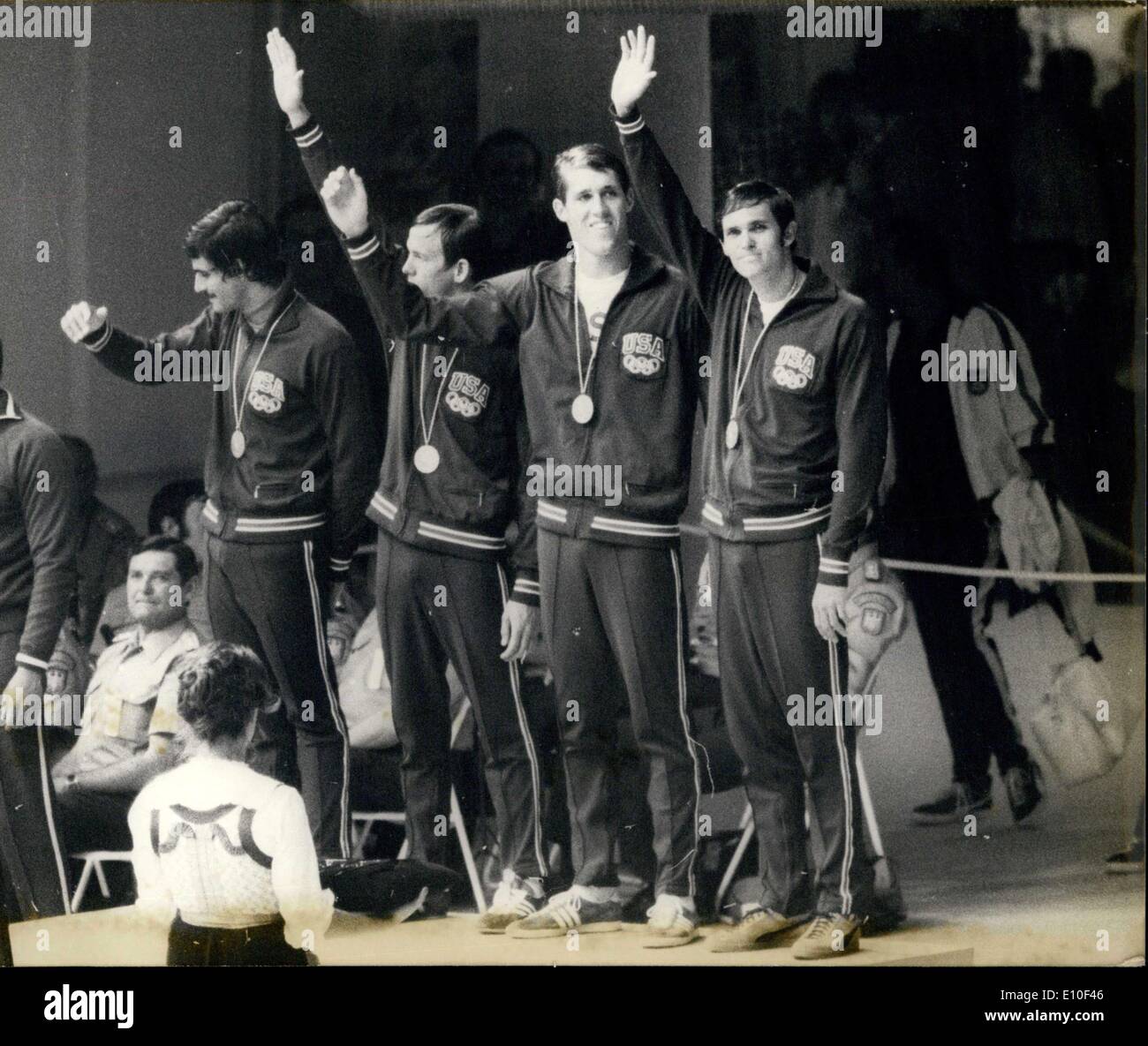 29. August 1972 - von links nach rechts: Mark Spitz, John Murphy, Jerry ...