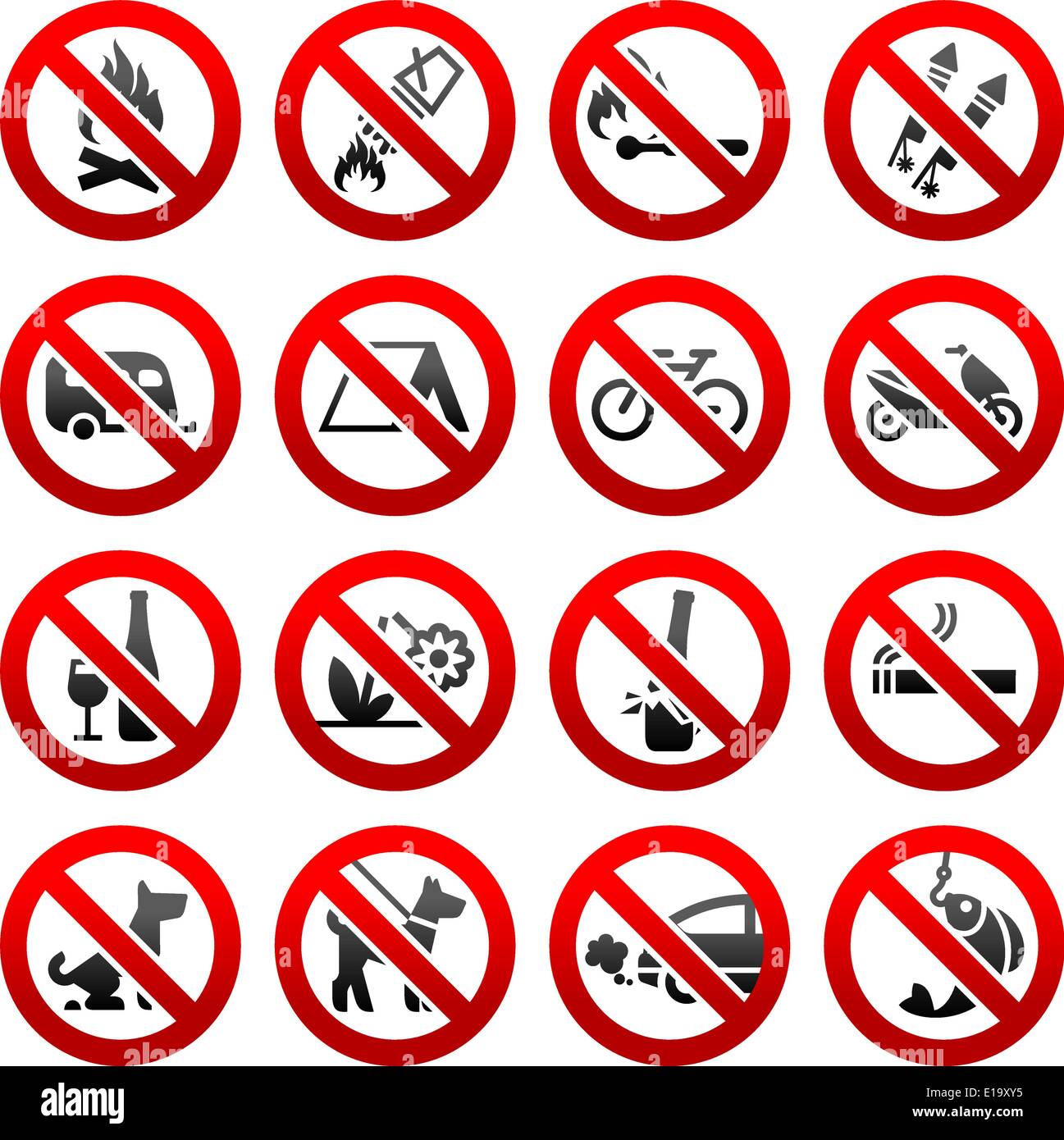 Festgelegte Verbot Symbole verbotener Zeichen Natur Symbole Stock ...