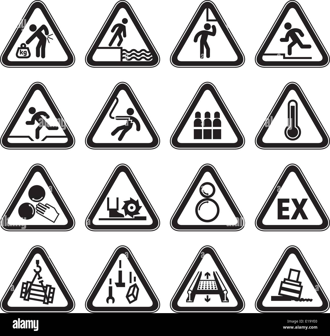 Hazard warning signs set Stock-Vektorgrafiken kaufen - Alamy