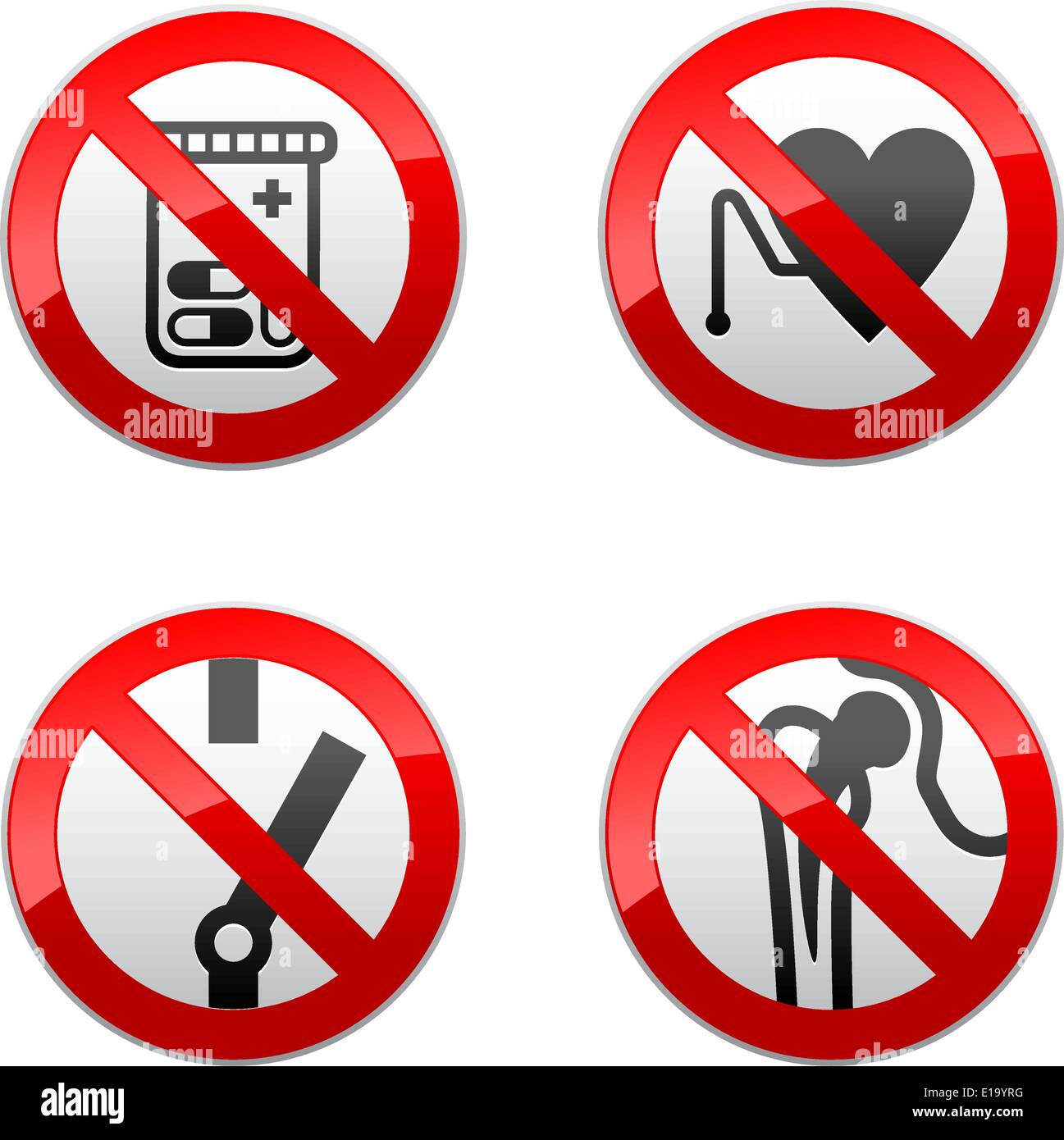 Legen Sie verbotene Schilder - Medizin Stock-Vektorgrafik - Alamy