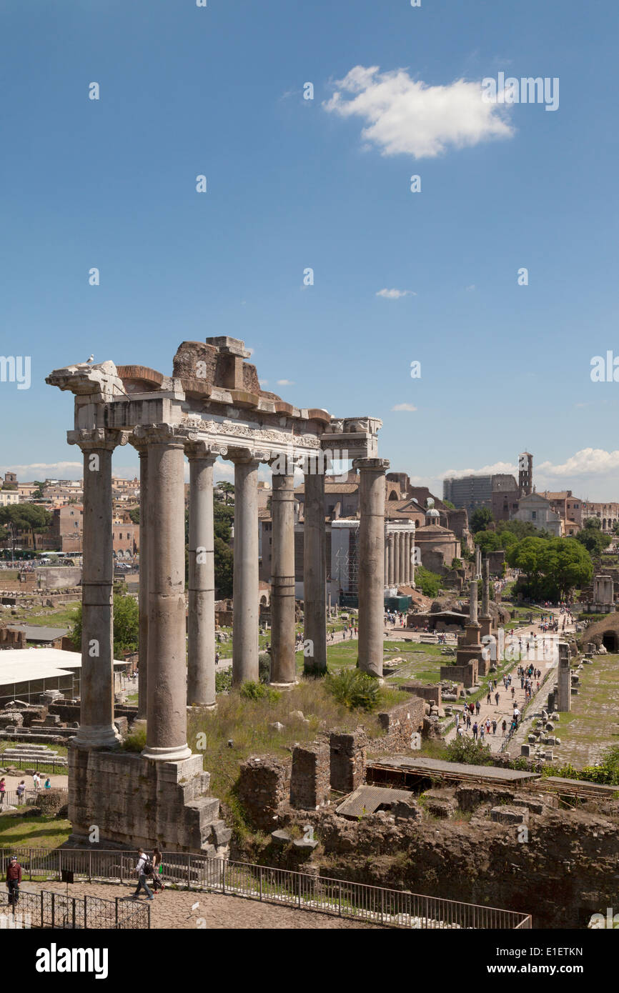Tempel des Saturn, Forum Romanum, antike Rom, Italien-Europa ...