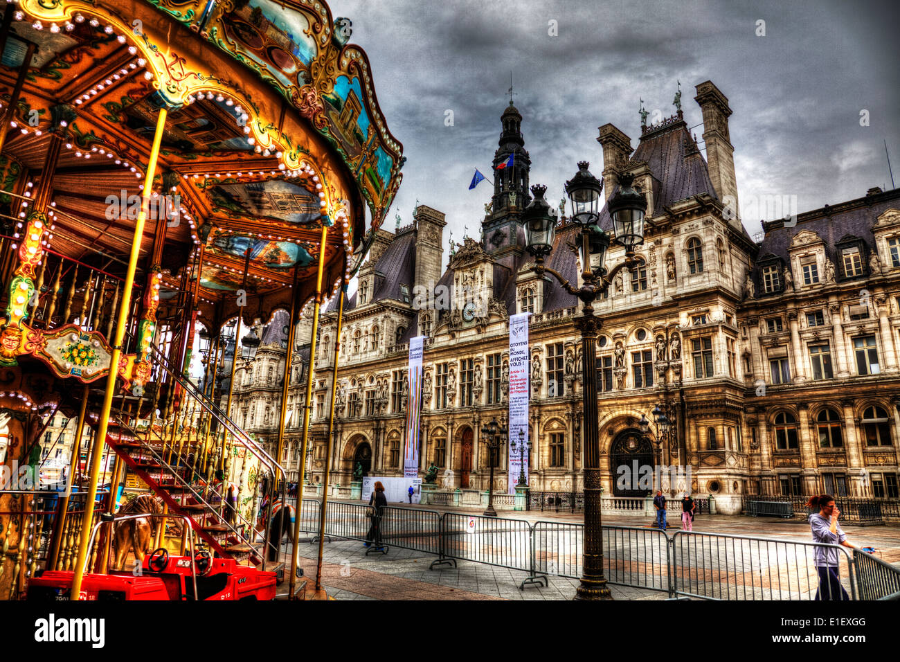 Das Hotel de Ville (Rathaus), 4. Arrondissement, Paris, Frankreich vor ...
