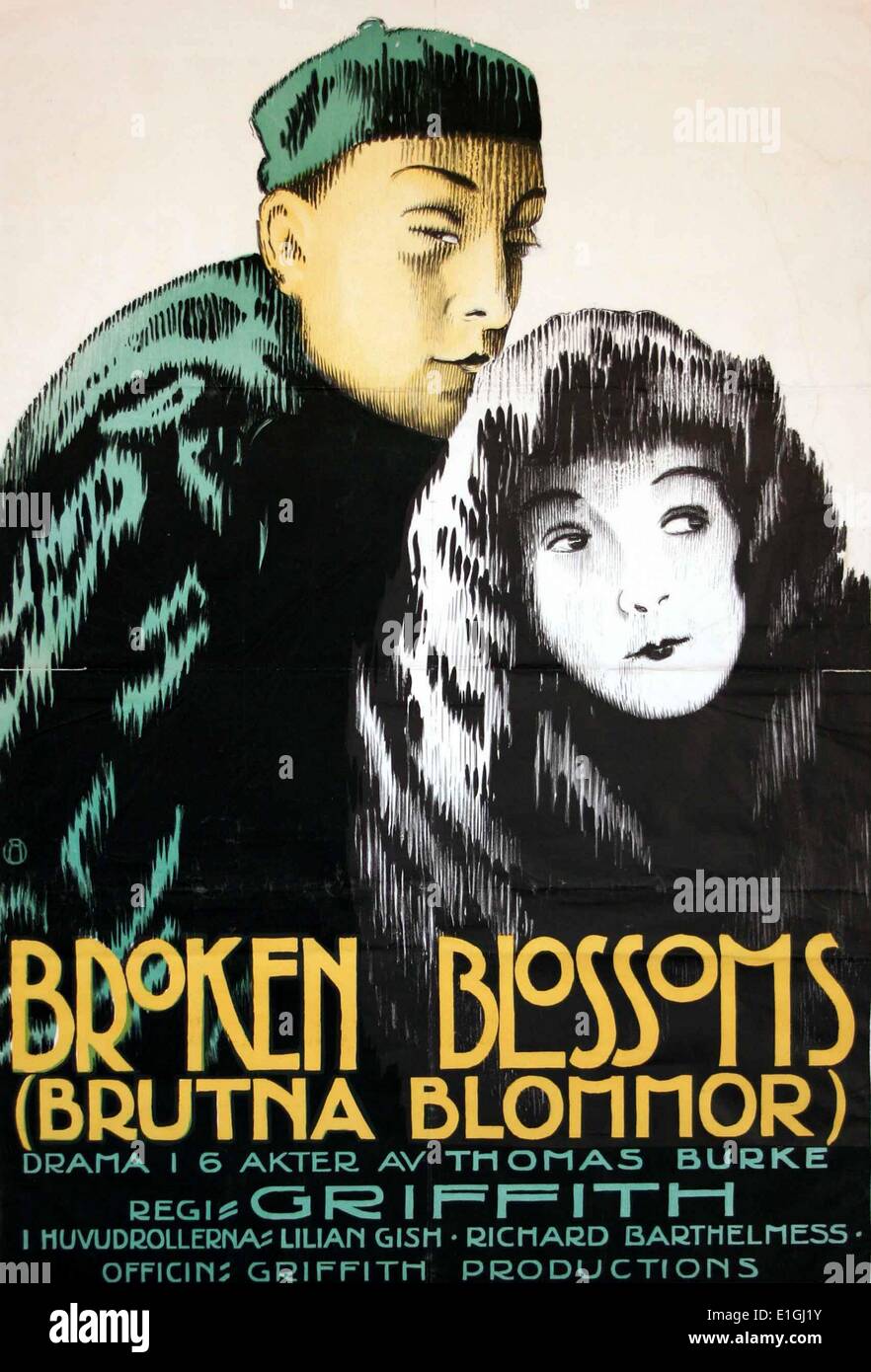 Gebrochene Blüten oder "Der gelbe Mann und das Mädchen", ein 1919 silent Film mit Lillian Gish ...